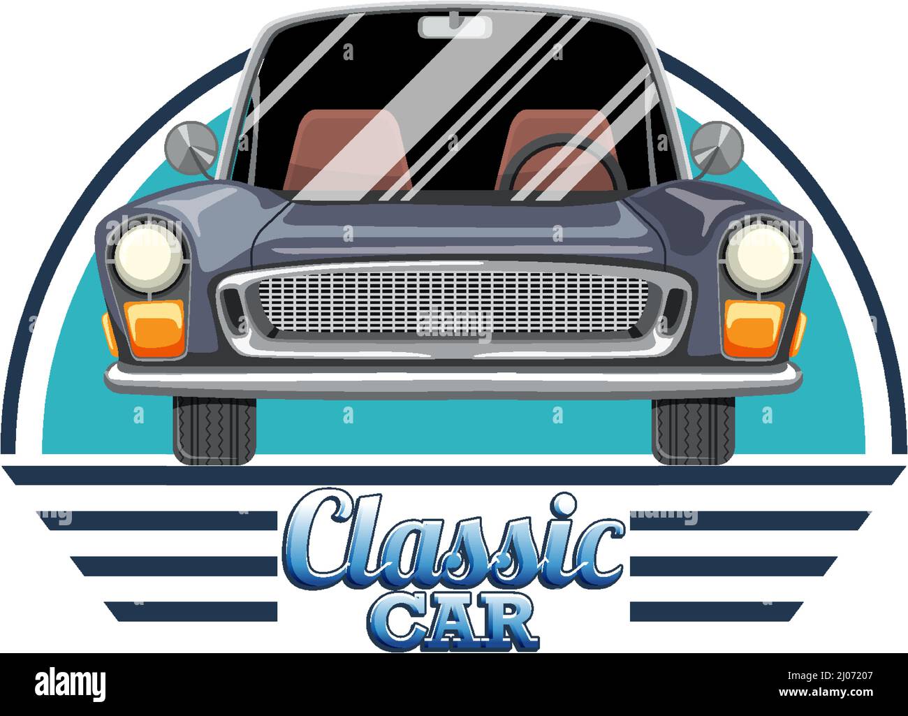 Oldtimer-Logo mit Oldtimer auf weißer Hintergrundabbildung Stock ...