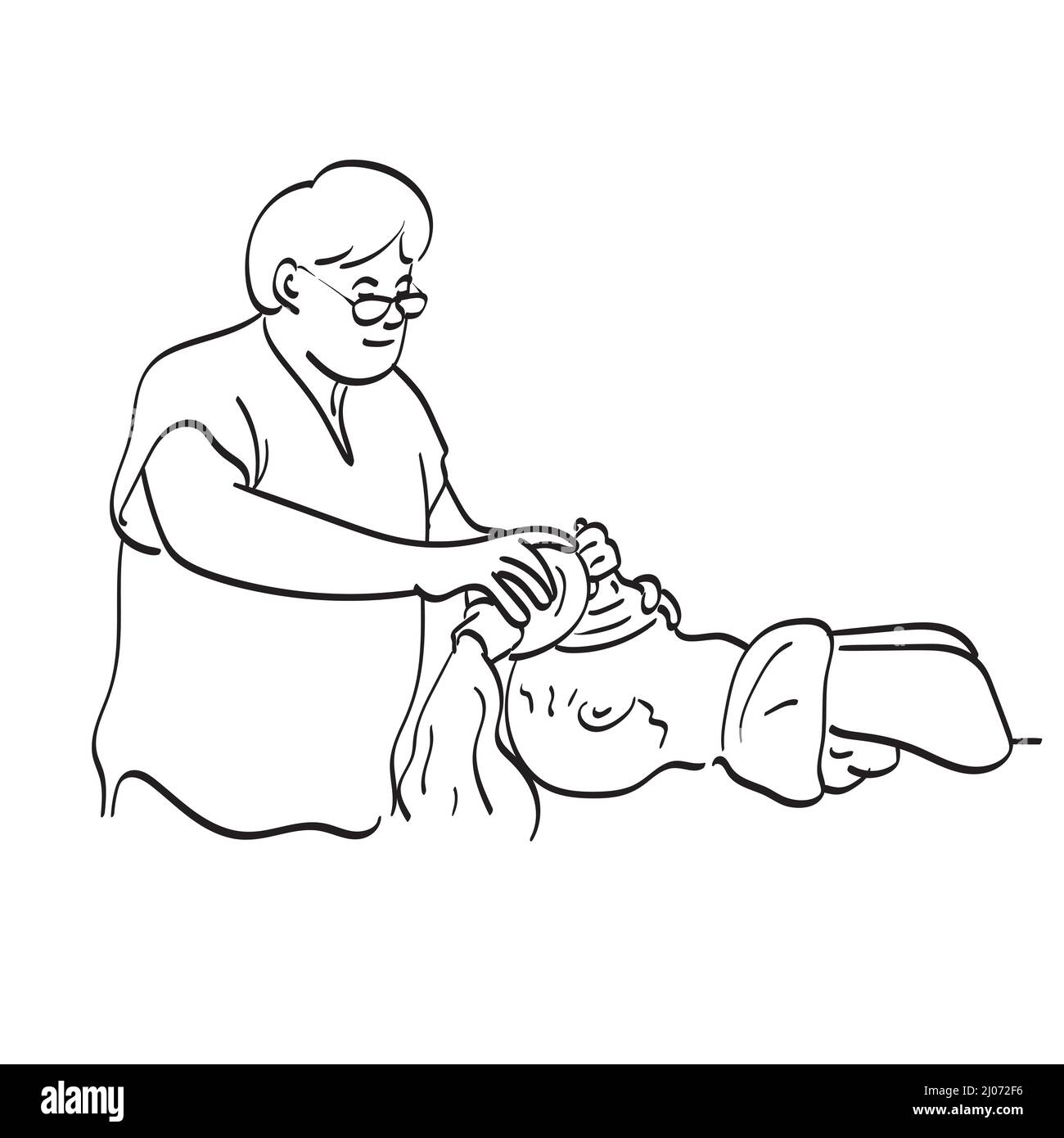 Arzt lehrt, wie man die Patienten im Notfall oder CPR-Training mit ...
