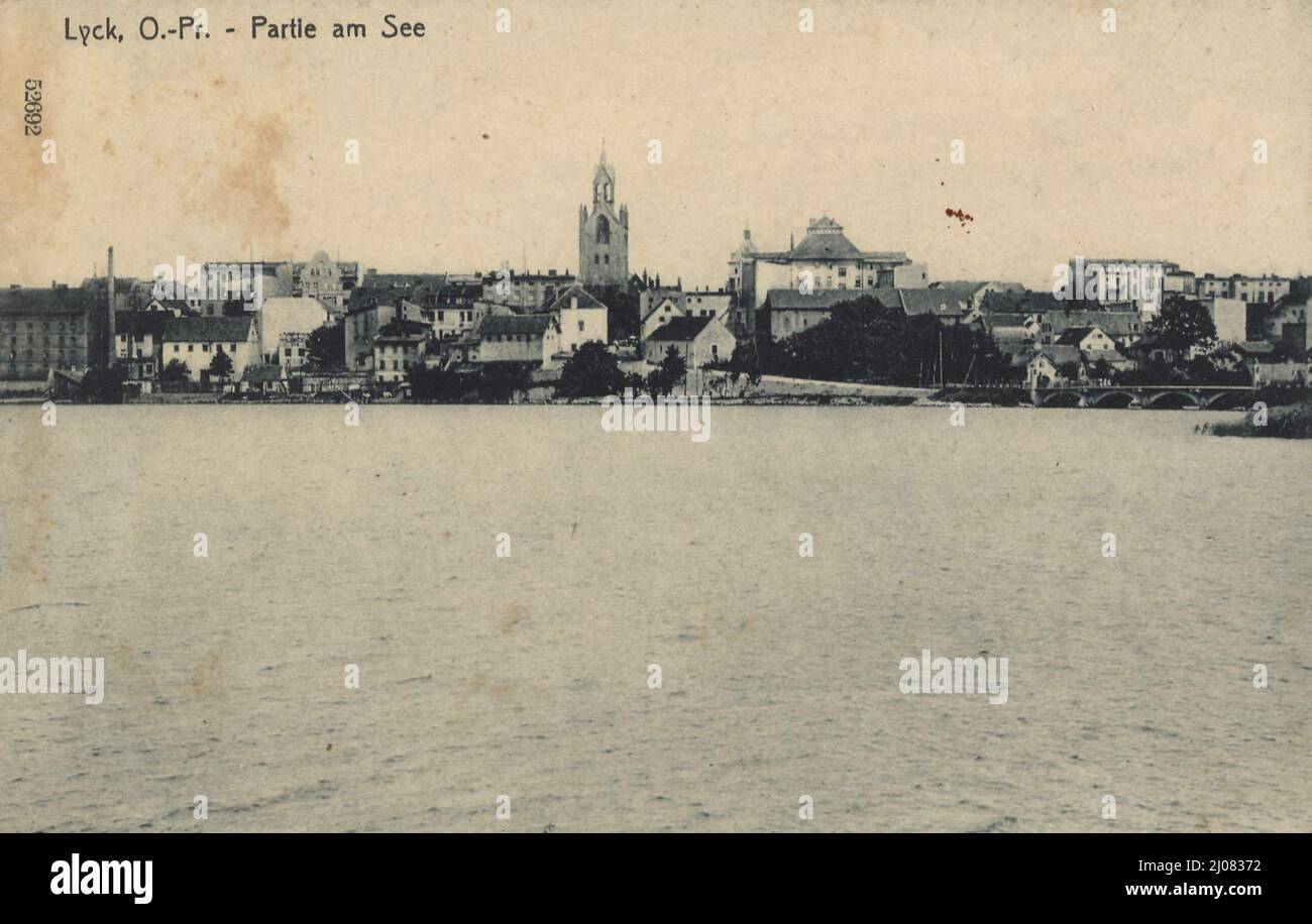 Stadtbild von Lyck, früher Ostpreußen, Deutschland, heute Ełk in der ...