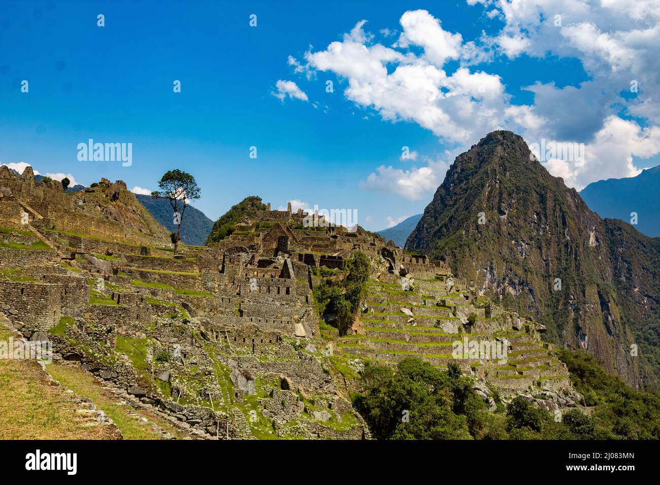 Die antike Inka-Stadt Machu Picchu, Ruinen des Machu Picchu-Heiligtums, UNESCO-Weltkulturerbe ...