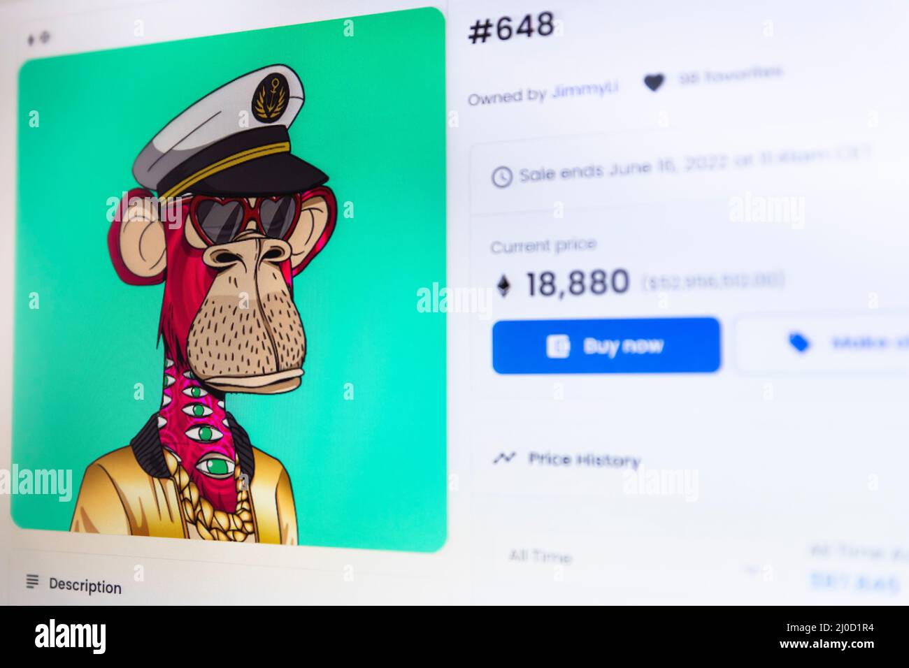 Belgrad, Serbien - 18. März 2022: Der Bored Ape Yacht Club NFT (BAYC ...