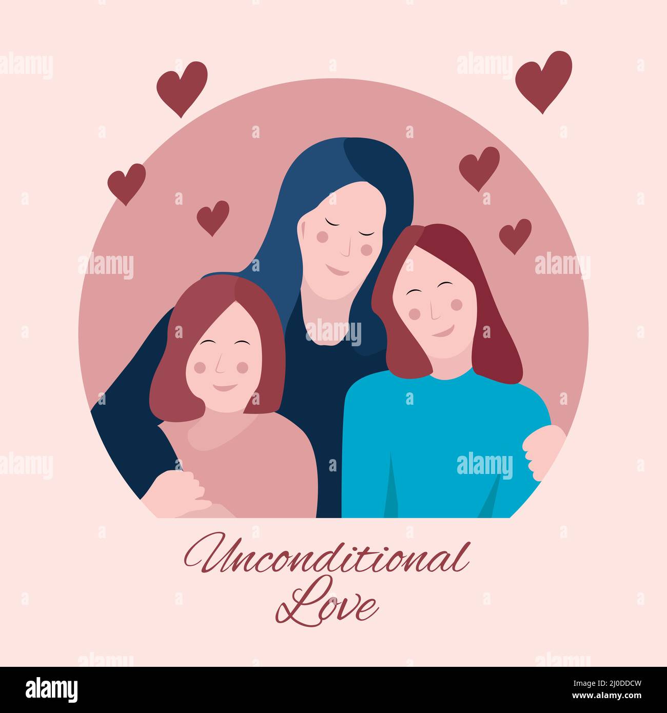 Ihre mutter und zwei töchter Stock-Vektorgrafiken kaufen - Alamy