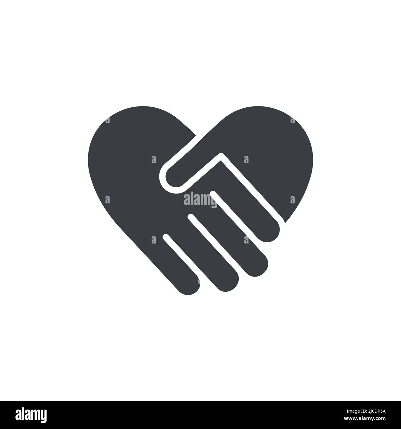 Handshake-Symbol. Herzform. Piktogramm für Liebe und Nächstenliebe ...