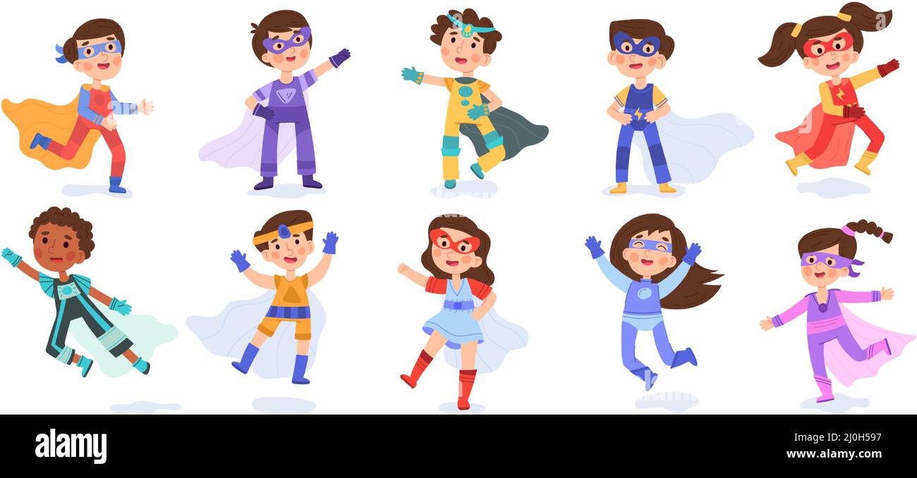 Kinder Helden, Cartoon Superheld Kinder starke Charaktere ...