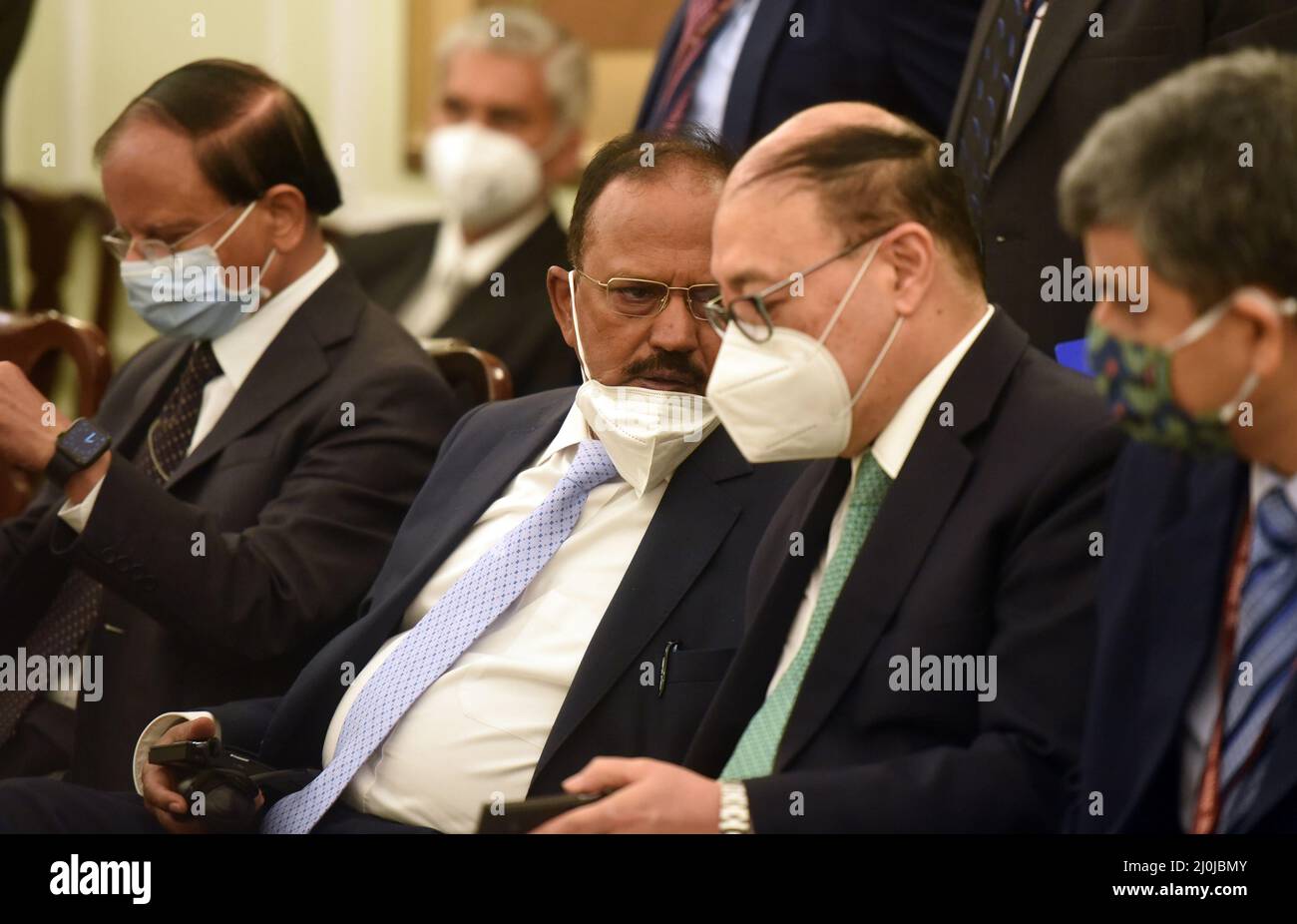 NEU-DELHI, INDIEN - 19. MÄRZ: Ajit Doval, nationaler Sicherheitsberater ...