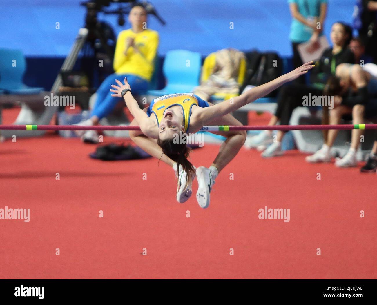 Yaroslava MAHUCHIKH aus der Ukraine, Final High Jump Women während der ...
