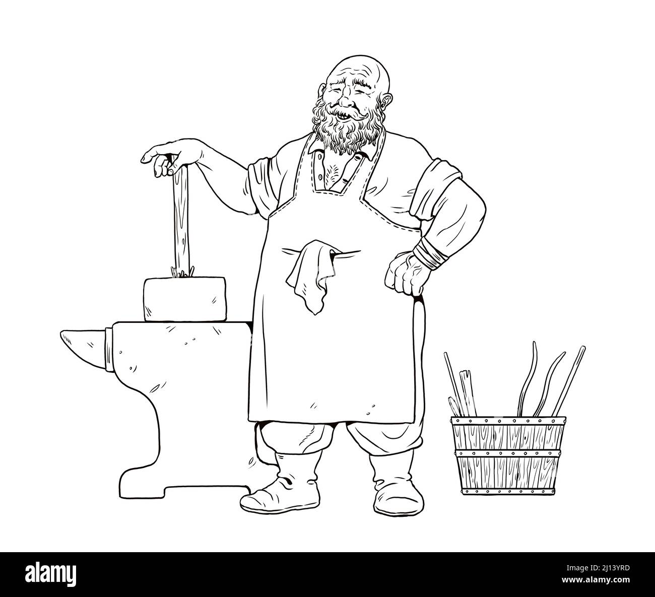 Beruf - Schmied. Illustration mit mittelalterlichem Schmied ...