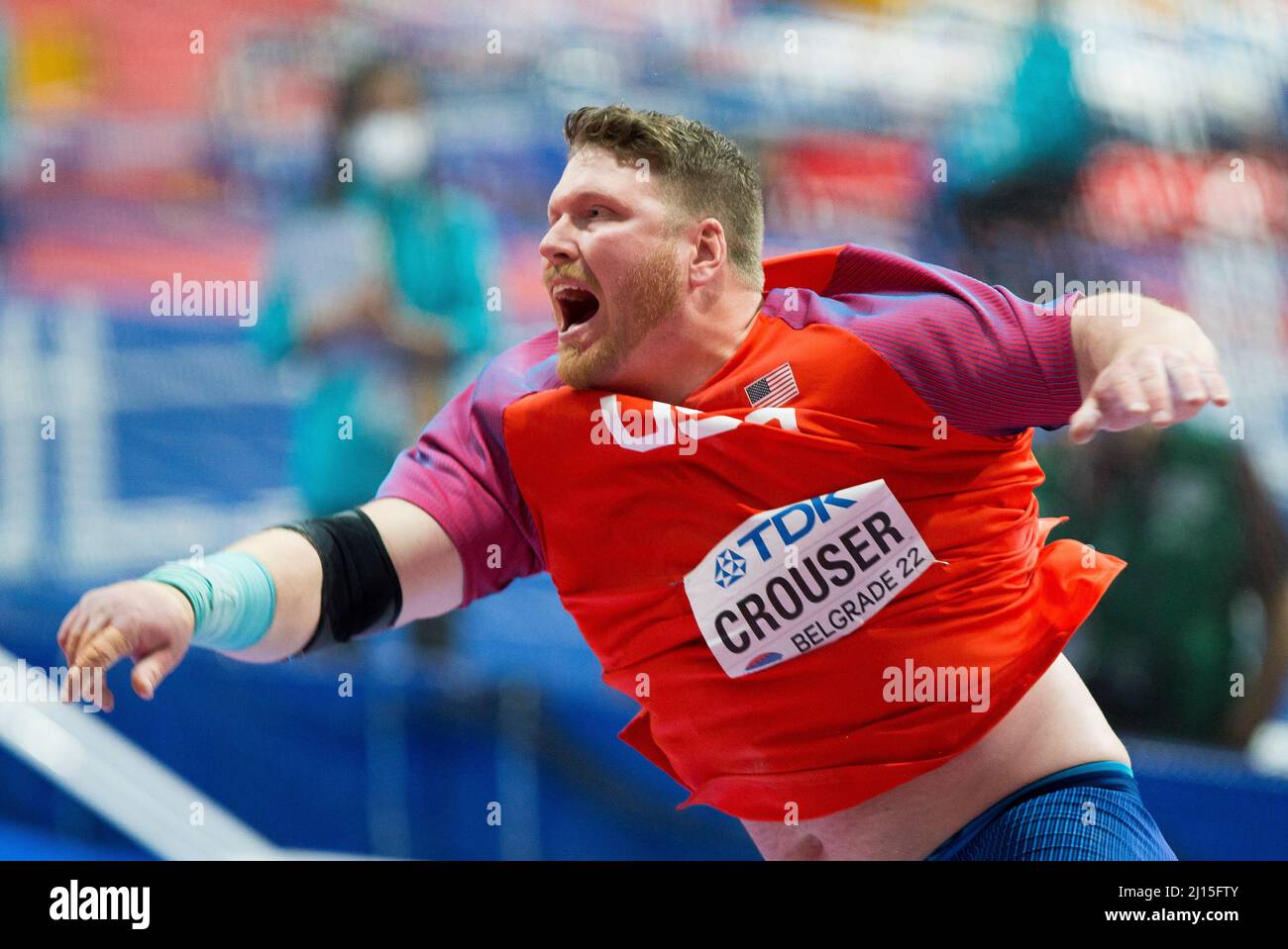 Belgrad, Serbien, 19.. März 2022. Ryan Crouser aus den USA tritt bei ...