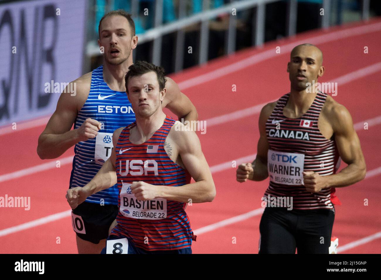 Belgrad, Serbien, 19.. März 2022. Damian Warner aus Kanada und Steven ...