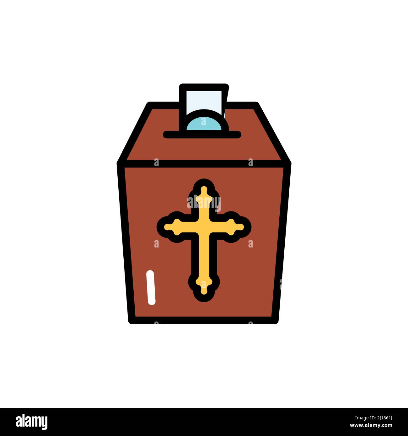 Kirche Spende Linie Farbe Symbol. Isoliertes Vektorelement. Skizzieren ...