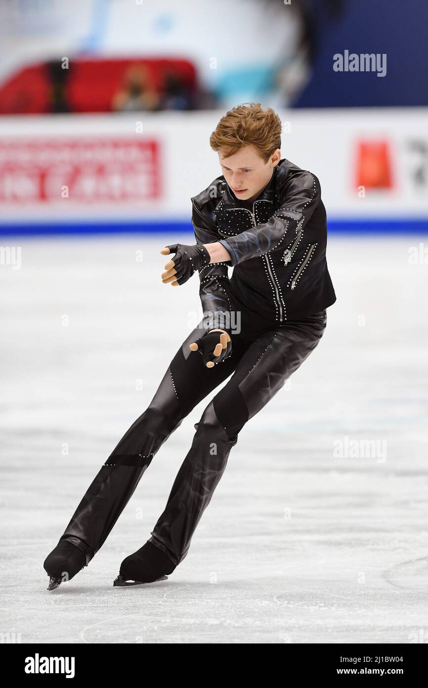 Ilia MALININ USA wahrend des Men Short Program bei den ISU World Figure Skating Championships 2022 in der Sud de France Arena am 24. Marz 2022 in Montpellier Ockitanie Frankreich. Quelle Raniero