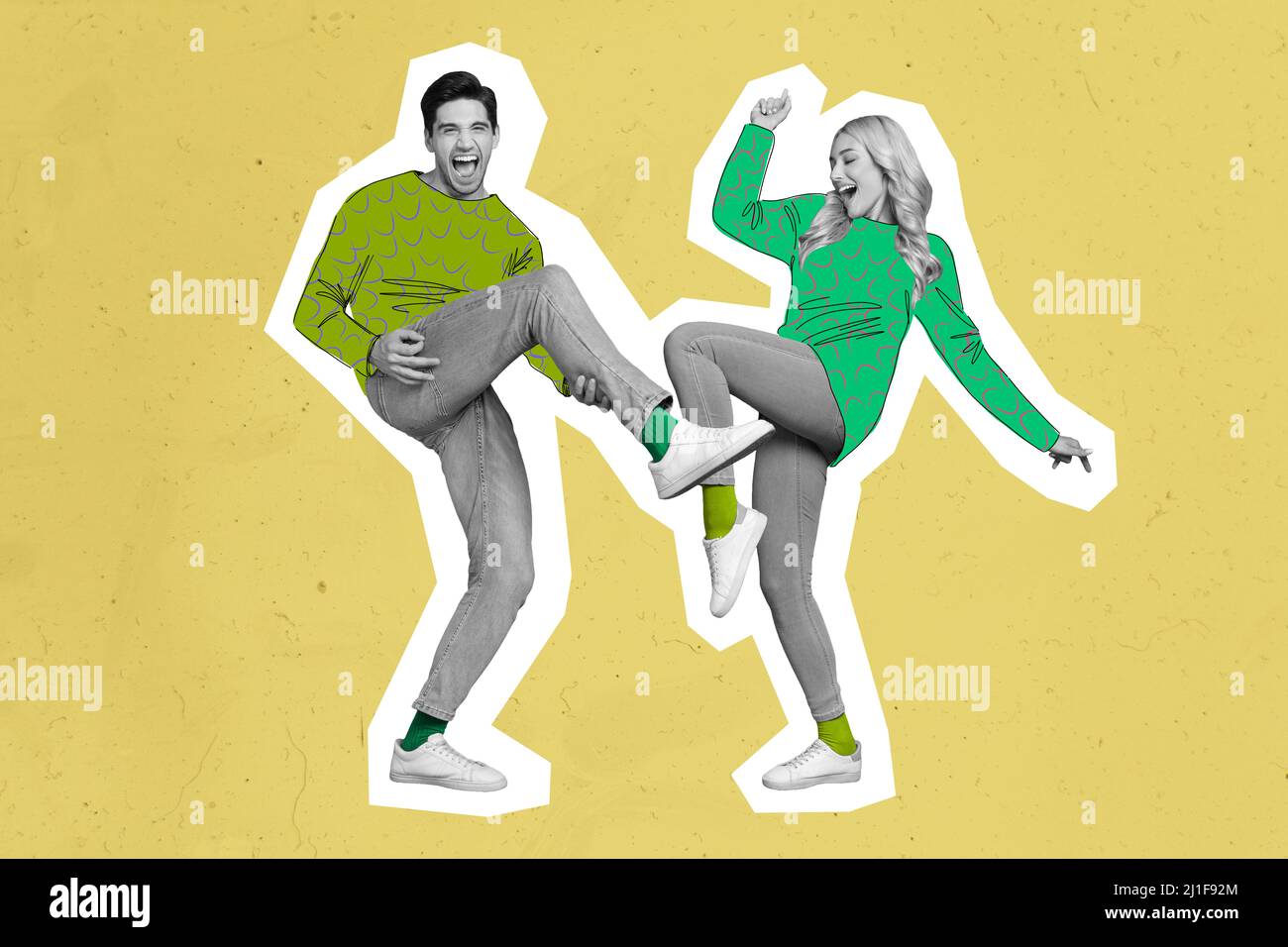 In voller Länge Fotocollage in alten Mode Pin up Pop Art Stil zwei ...