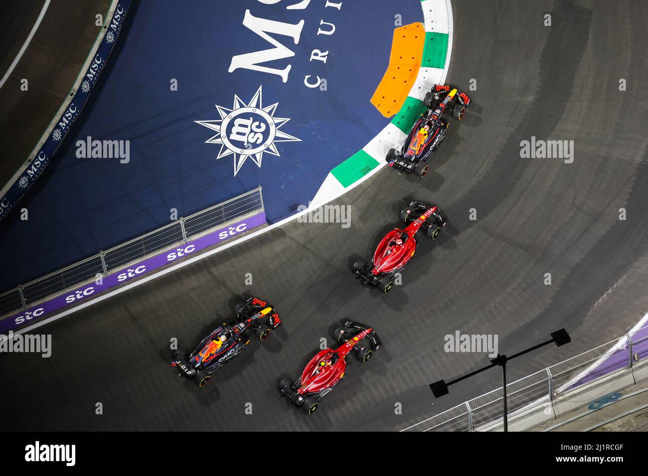 Dschidda, Saudi-Arabien. 27.. März 2022. Start des Rennens, Abfahrt, 11 PEREZ Sergio (mex), Red ...