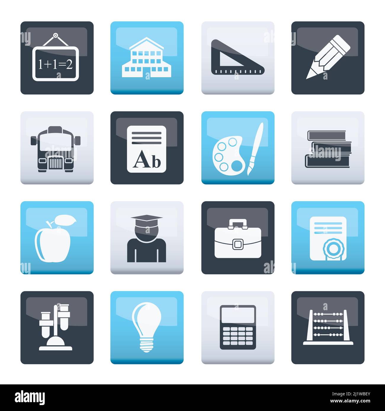 Schule und Ausbildung Symbole über Farbe Hintergrund - Vektor Icon Set ...