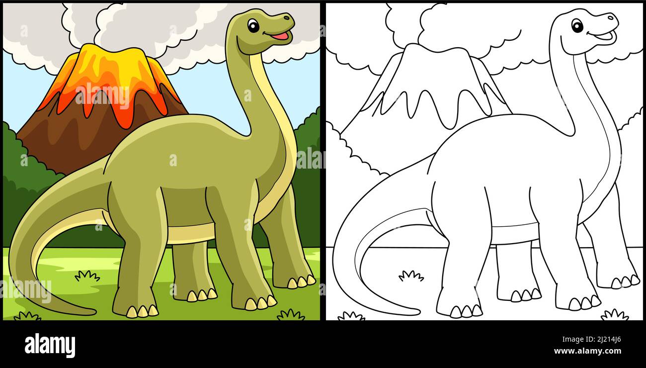 Little Dinosaur Brontosaurus Cartoon Coloring Pages For