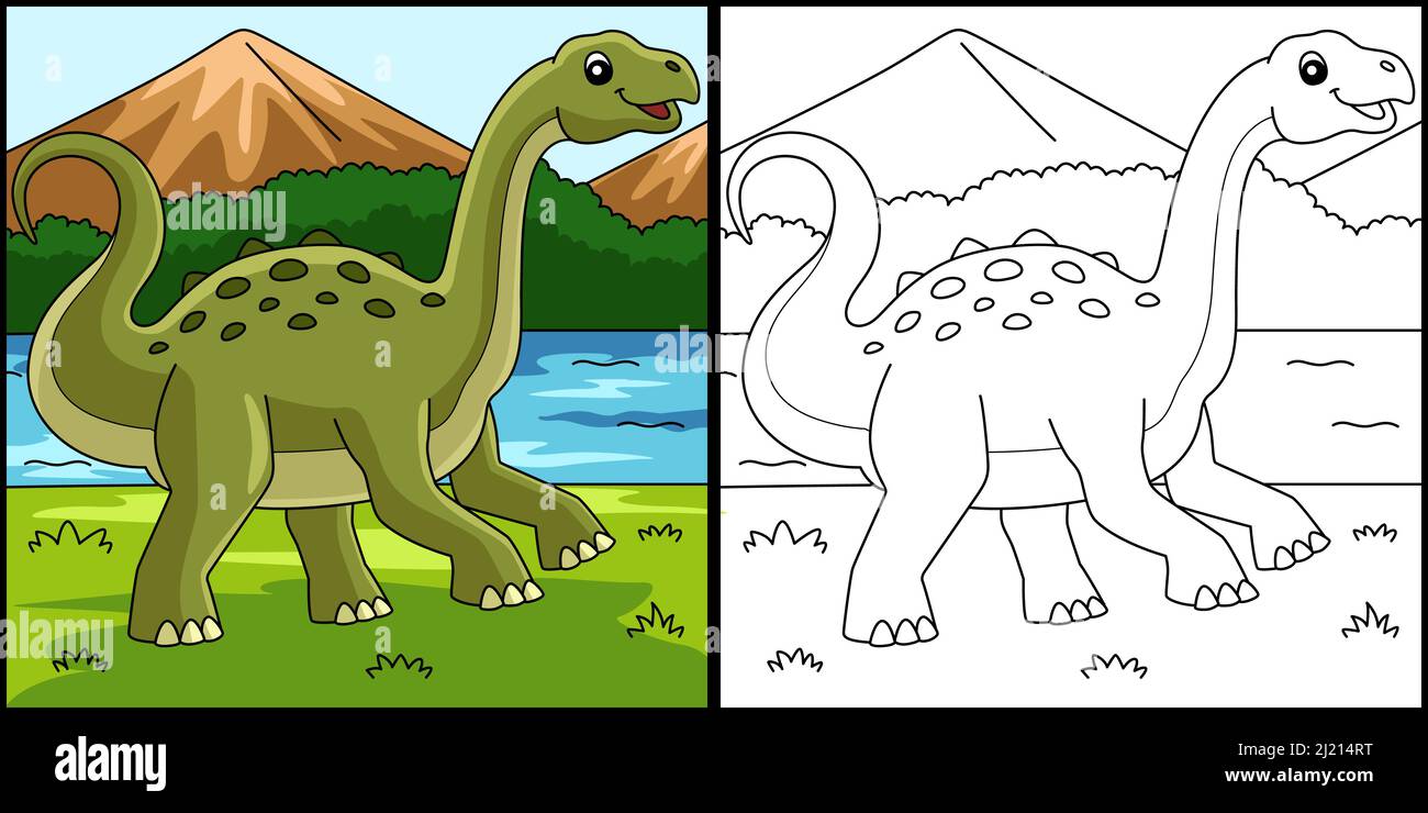 Neuquensaurus Dinosaur Coloring Page Illustration Stock-Vektorgrafik ...