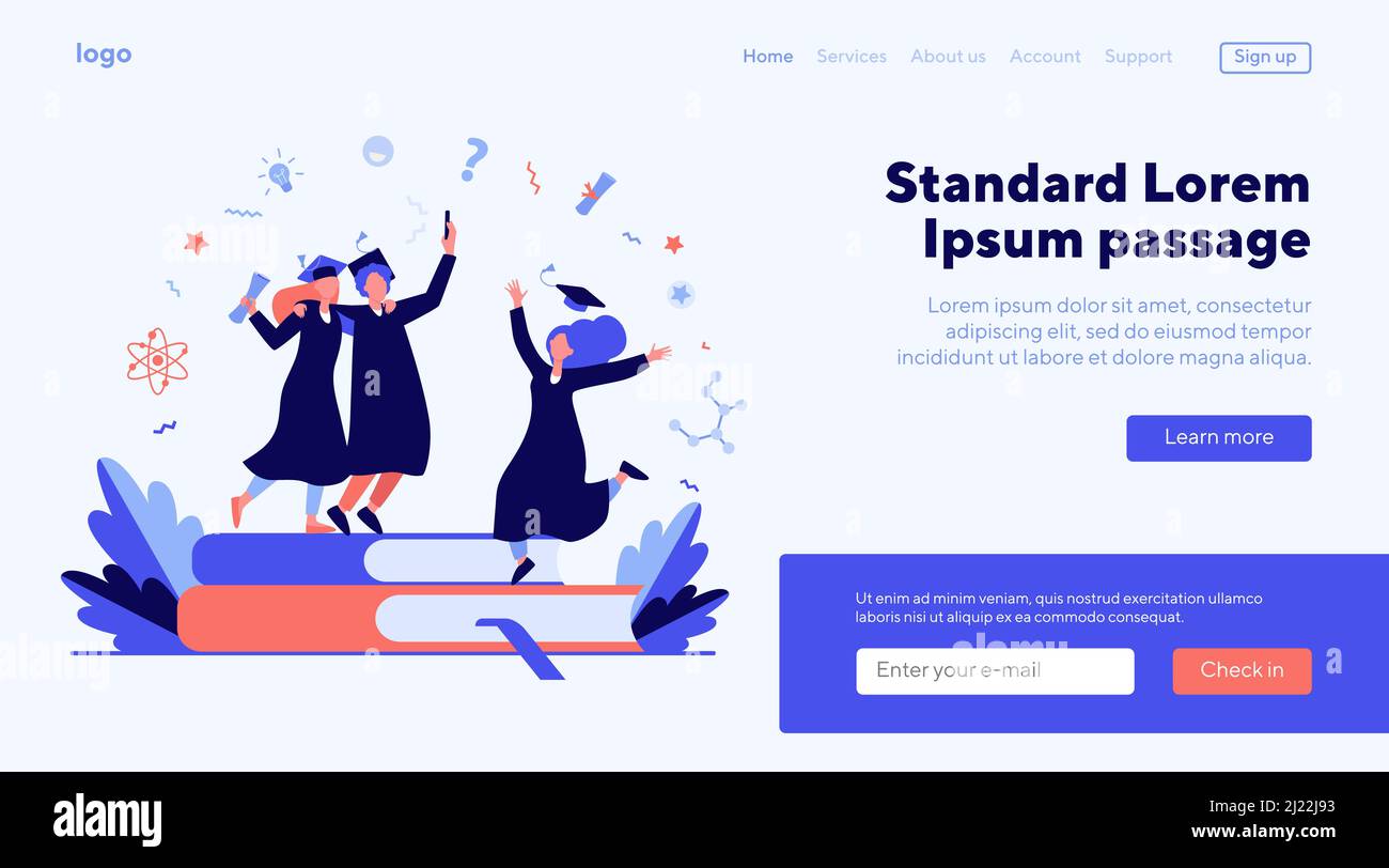 Glückliche Studenten Abschluss mit akademischem Diplom flache Vektor ...