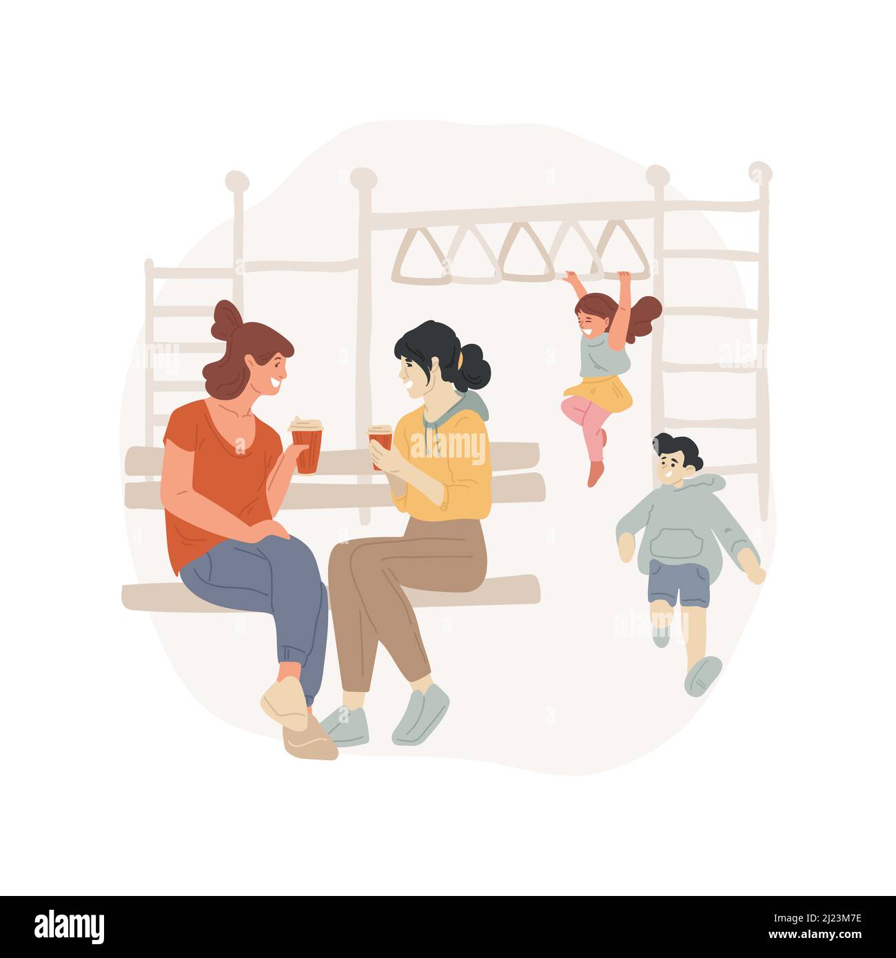 Meeting auf Spielplatz im Freien isoliert Cartoon-Vektor-Illustration ...