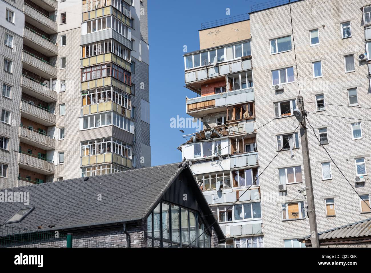 Kiew, Irpin City, Ukraine, 29/03/2022, die Stadt Irpin nach dem Krieg ...