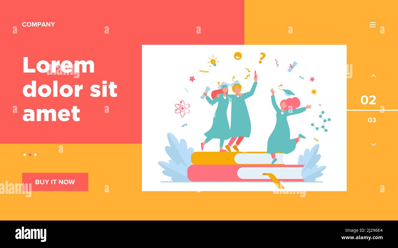 Glückliche Studenten Abschluss mit akademischem Diplom flache Vektor ...