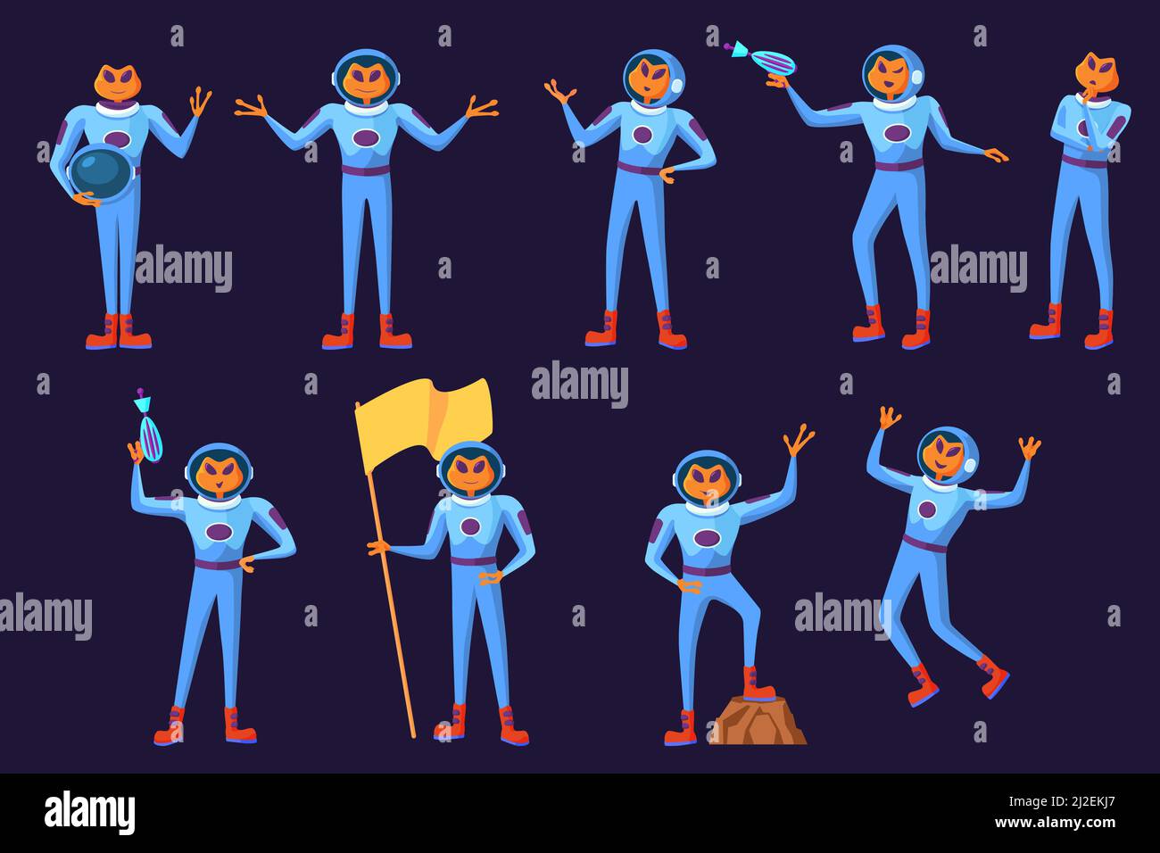 Aliens in space cartoon illustration Stock-Vektorgrafiken kaufen - Alamy