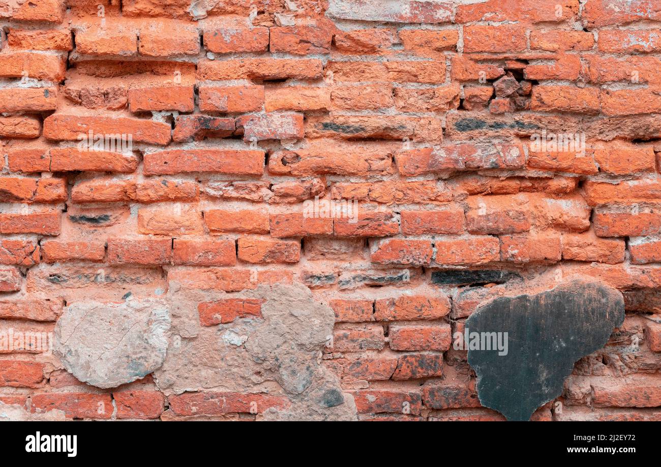 Rote Backstein Block Wand Textur alten Hintergrund alten verwitterten ...