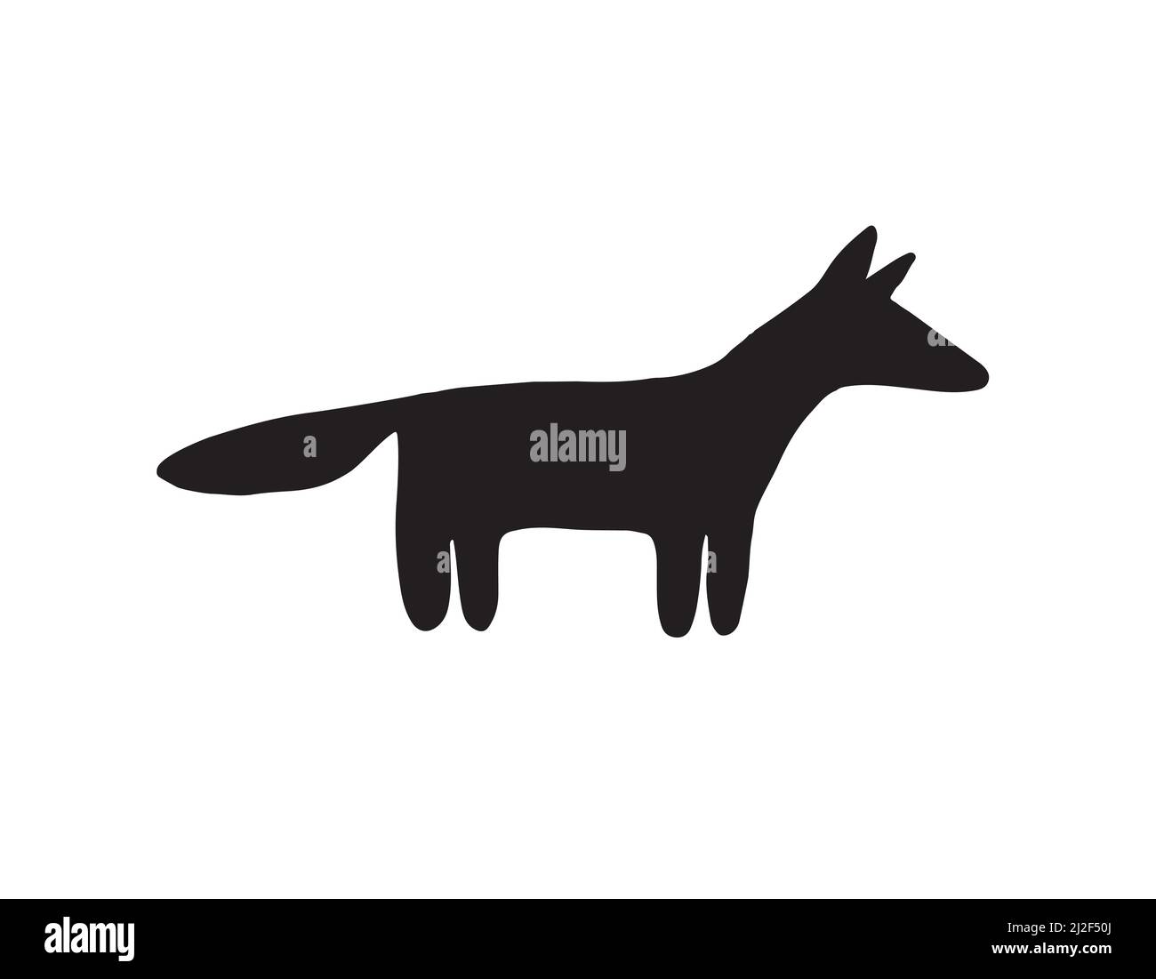 Vektor Hand gezeichnete Doodle schwarzen Fuchs Silhouette isoliert auf ...