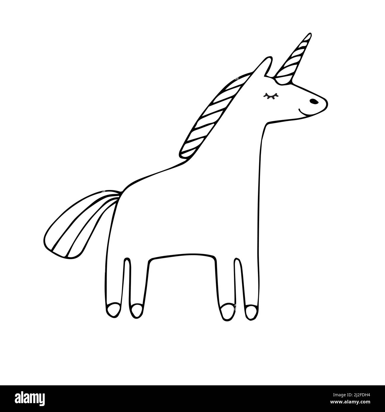 Vektor Hand gezeichnete Doodle Umriss Einhorn isoliert auf weißem ... Vektor Hand gezeichnete Doodle Umriss Einhorn isoliert auf weißem ...