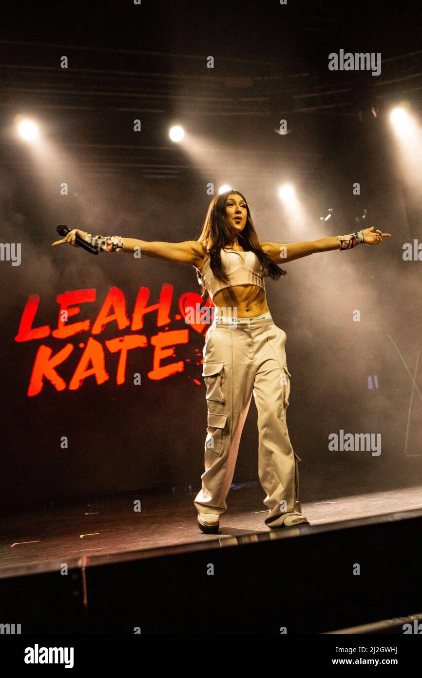 Mailand Italien. 01. April 2022. Die amerikanische Popsängerin LEAH ...