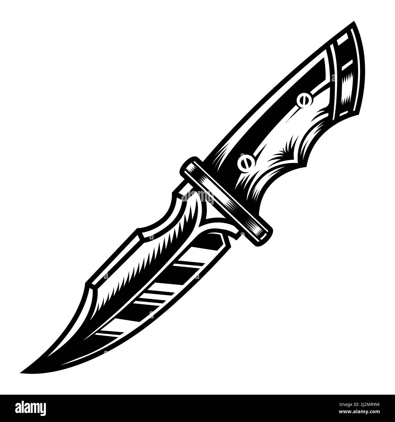Militärische Messer Vorlage in vintage monochromen Stil isoliert Vektor ...