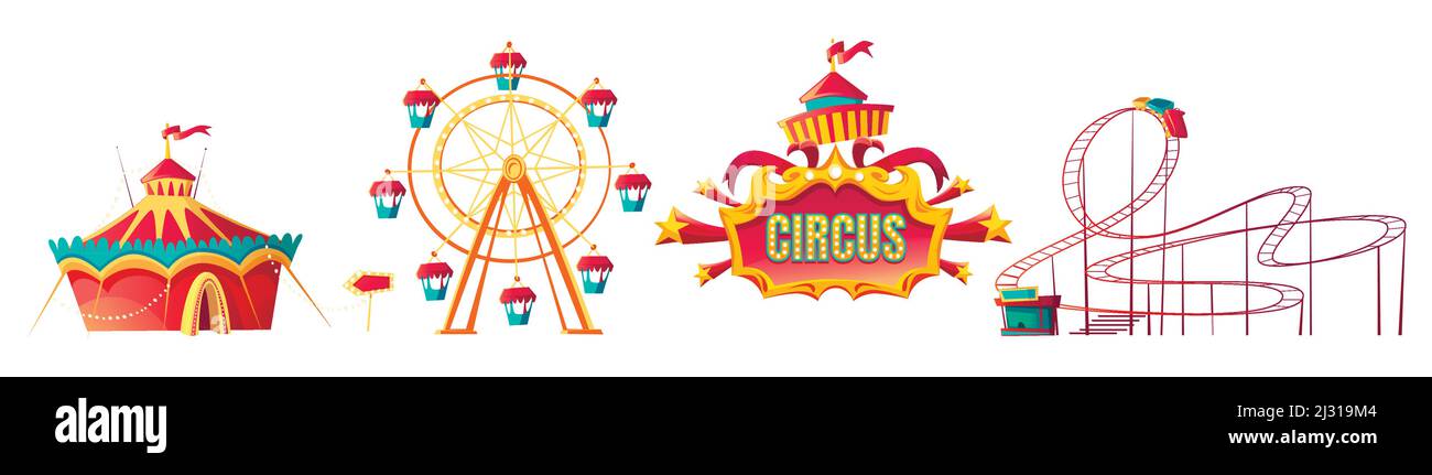 Vergnügungspark, Karneval oder festliche Messe Cartoon Vektor ...