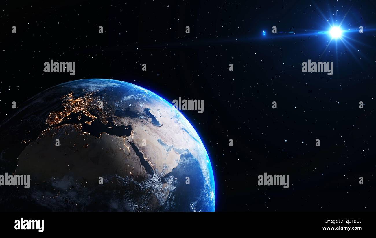 Planet Erde mit realistischer Geographie Oberfläche und Orbital 3D ...
