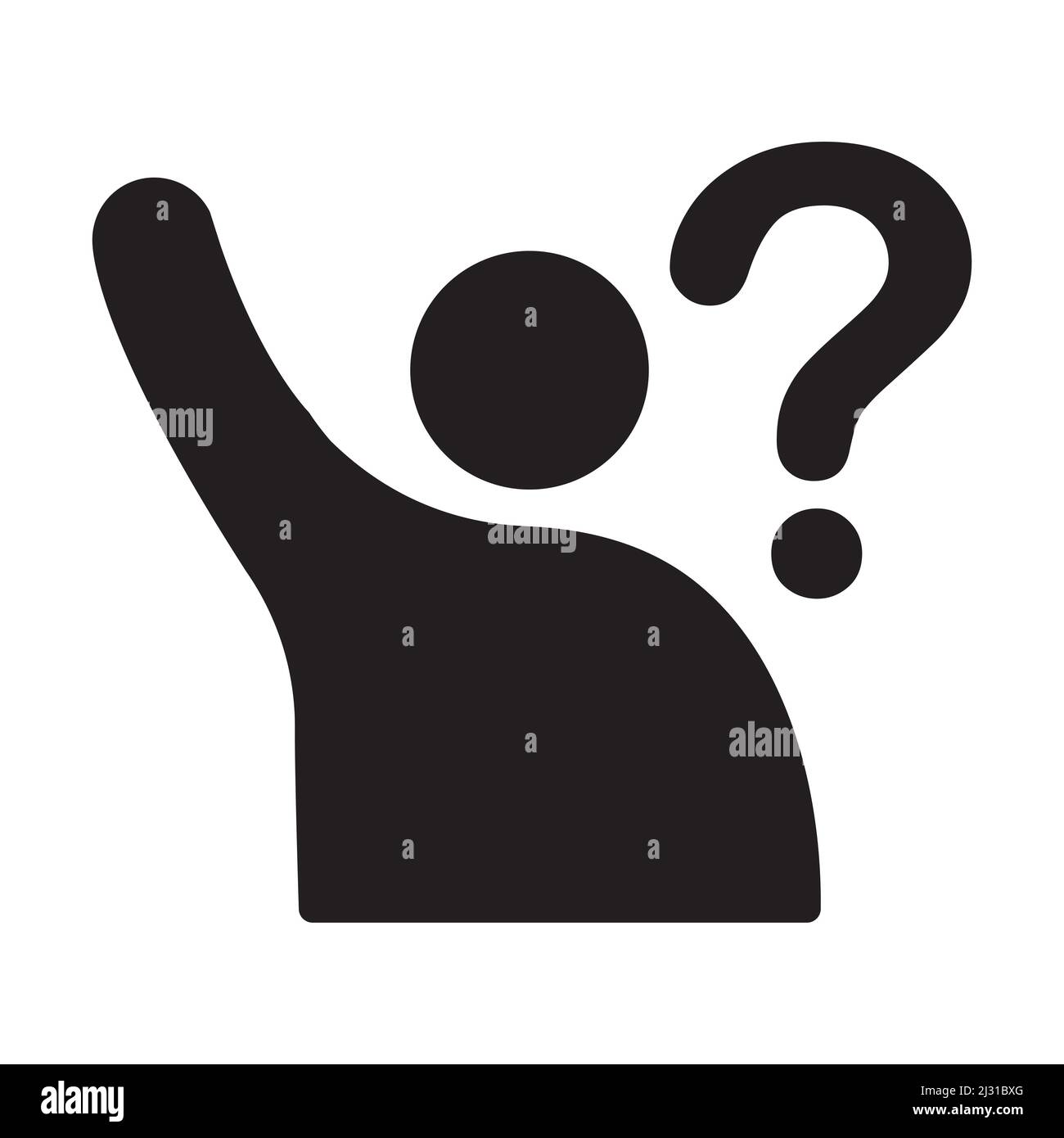 Mensch erhobene Hand mit Fragezeichen Symbol Vektor unsicher Person ...