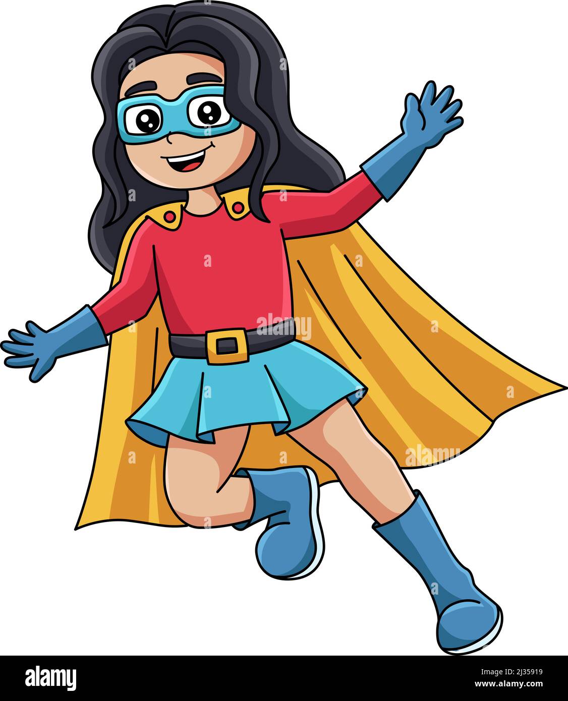 Superheld Girl Cartoon Coloured Clipart Stock-Vektorgrafik - Alamy
