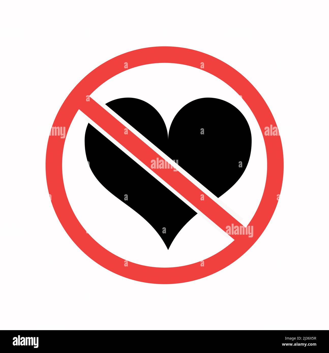 Liebe ist verboten. Stop oder Verbot roten runden Zeichen mit Herz ...