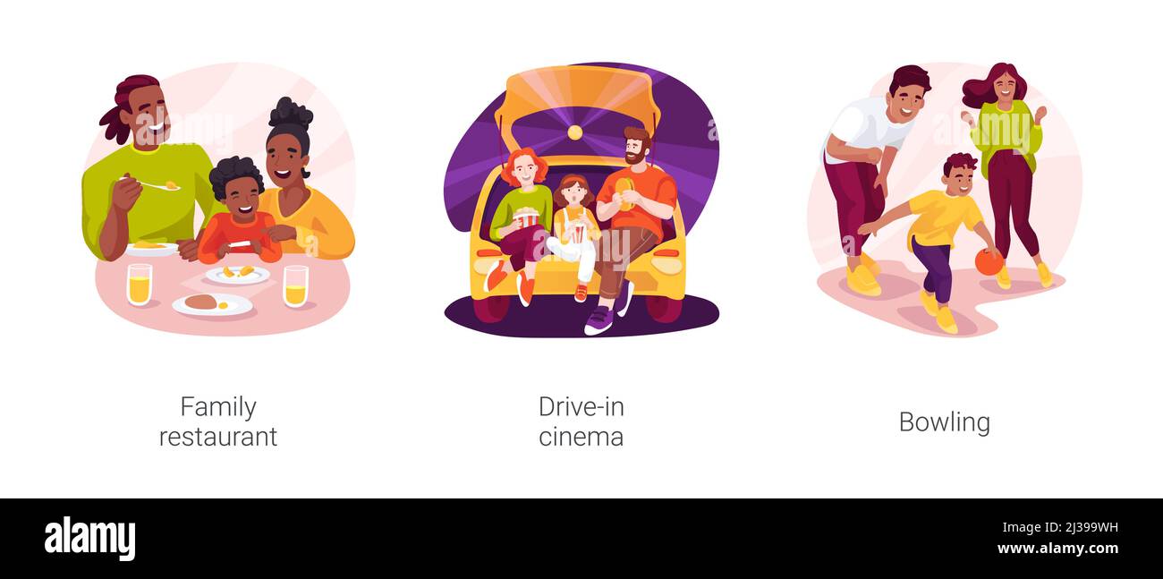 Familie Freizeit isoliert Cartoon Vektor Illustration Set Stock ...