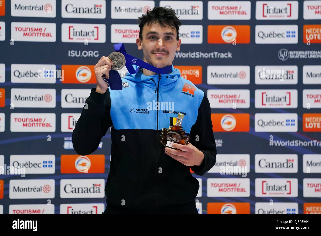 MONTREAL, KANADA - 9. APRIL: Stijn Desmet aus Belgien zeigt seine ...