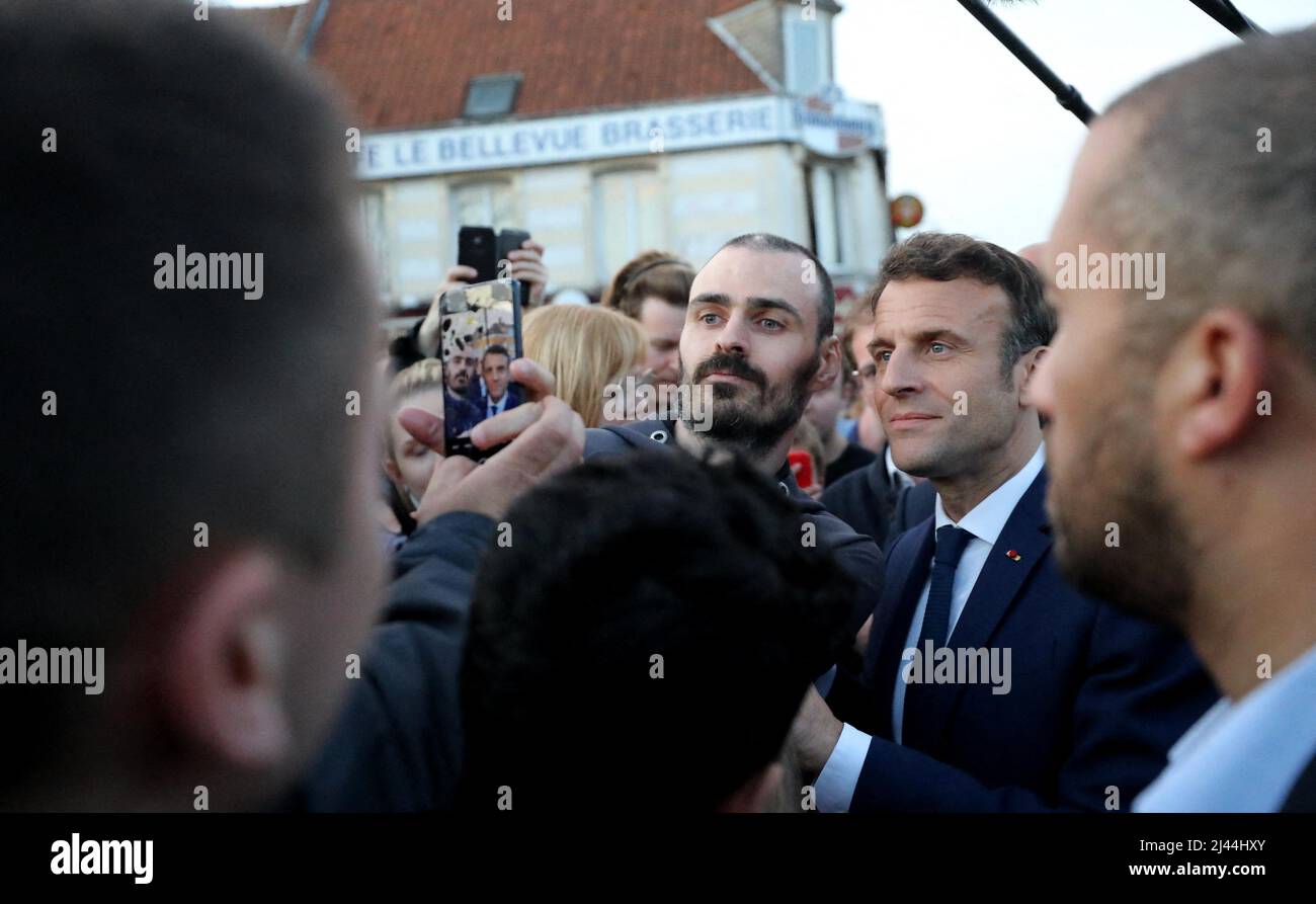 Le President de la Republique Francaise et candidat du parti centriste La Republique en marche ...