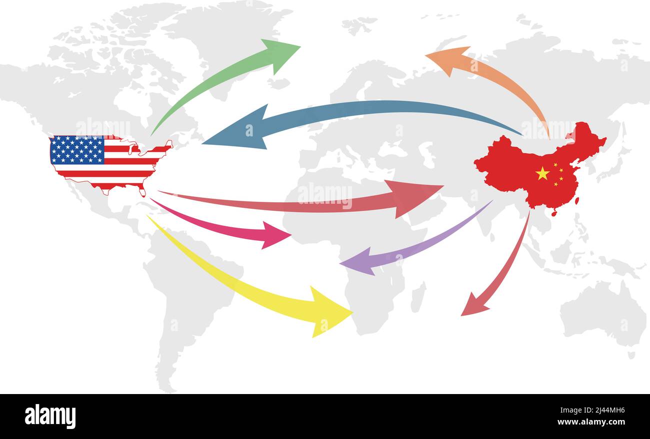 USA und China Handel Welt Karte Diagramm, Vektor-Illustration Stock ...