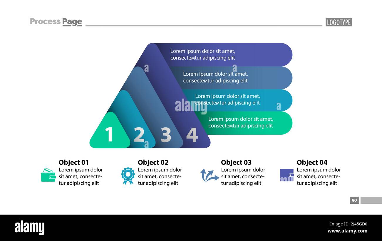 Folienvorlage „Four Elements Process Chart“. Geschäftsdaten. Infochart ...