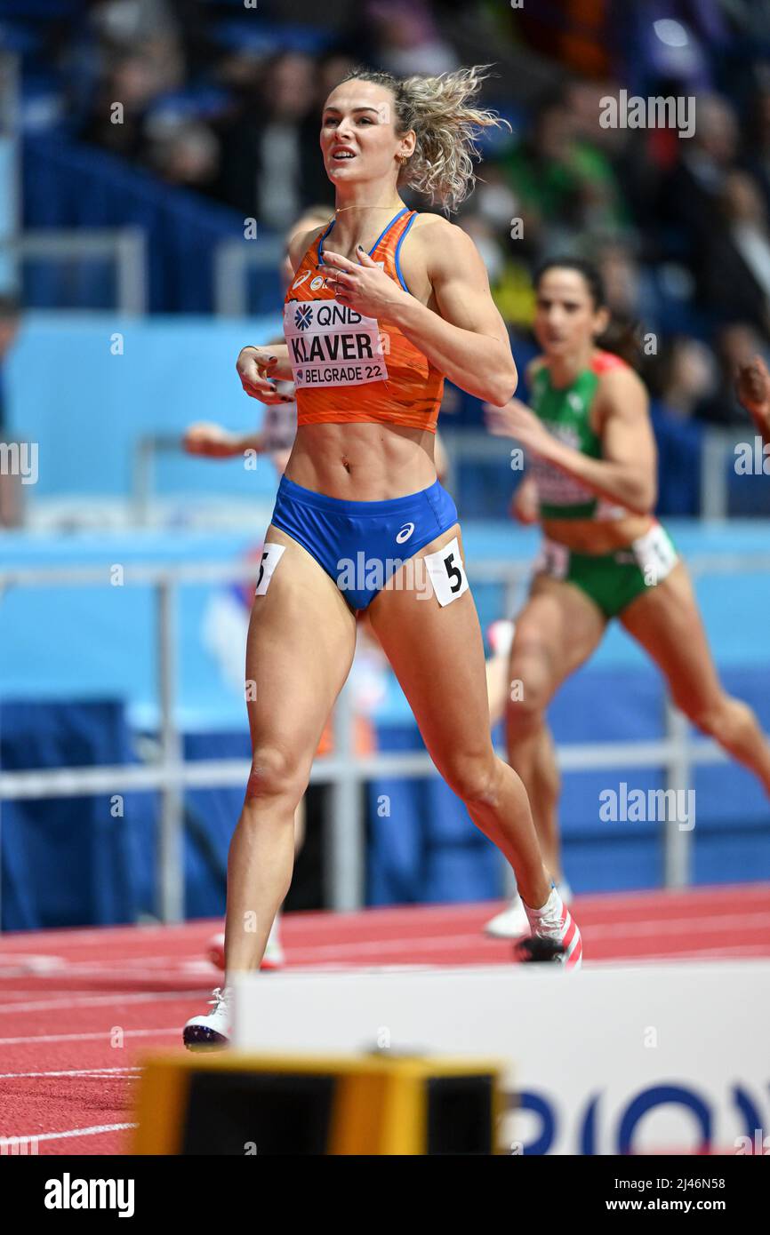 Lieke Klaver nimmt an den Hallenweltmeisterschaften in Belgrad 2022 auf 400 Metern Teil ...