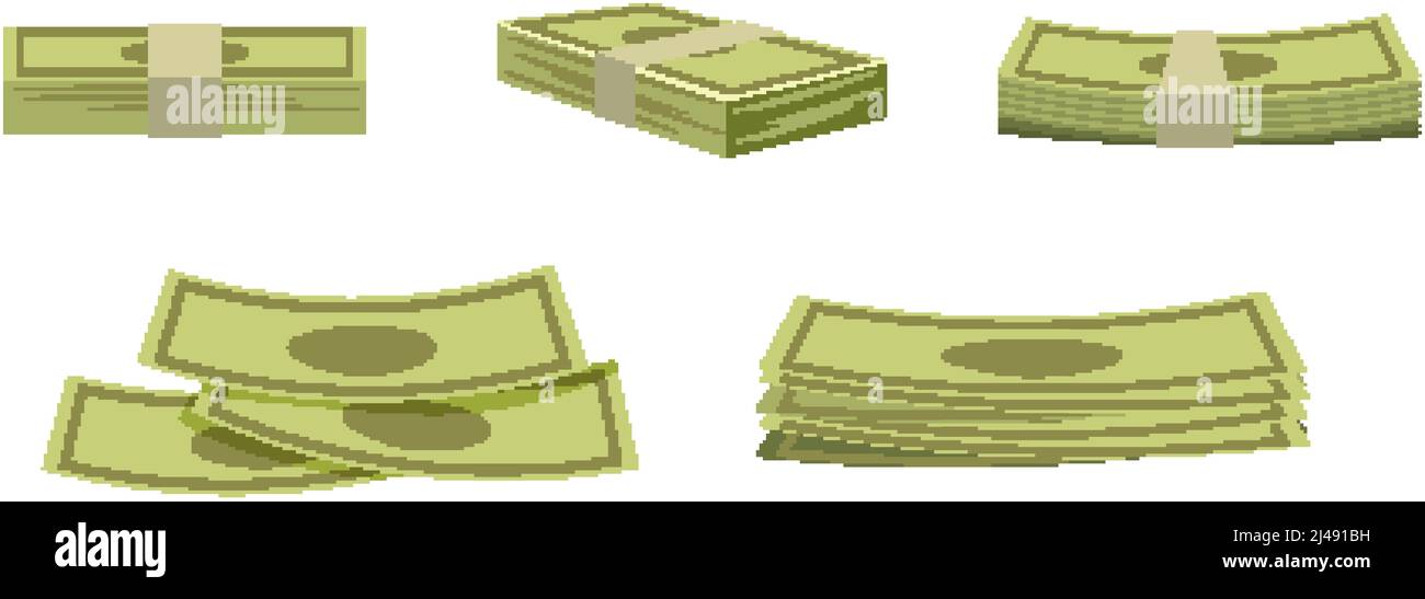 Geldscheine stapeln in Cartoon-Stil Illustration Stock-Vektorgrafik - Alamy