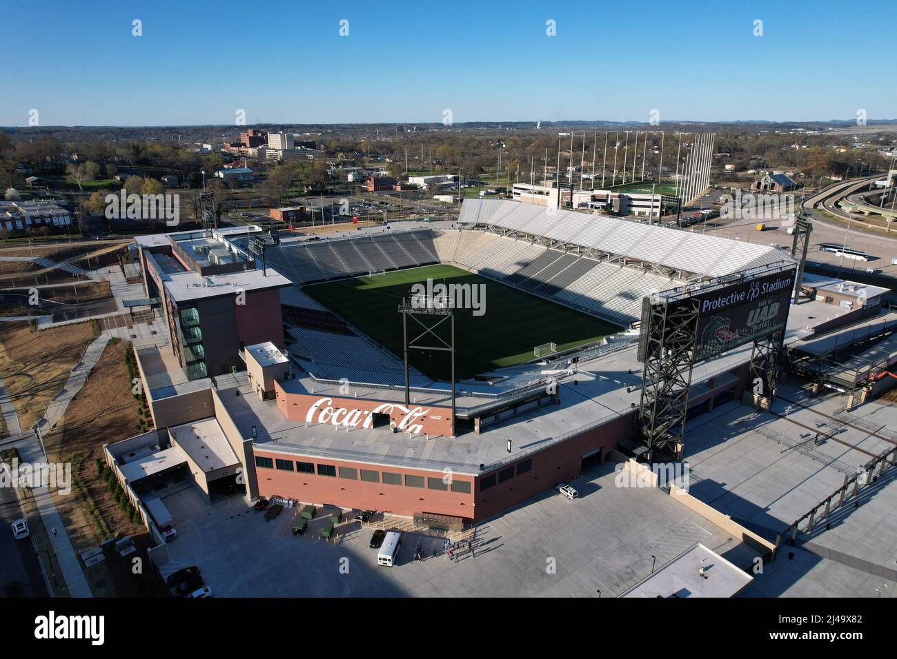 Eine Luftaufnahme des Protective Stadium, Donnerstag, 10. März 2022, in ...