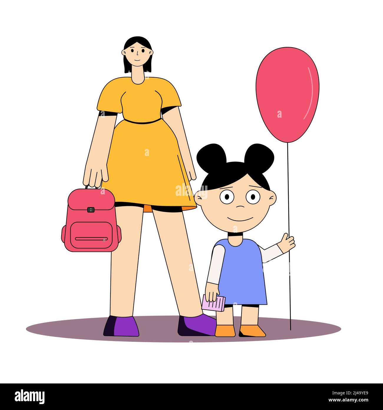 Mutter und schulmädchen Stock-Vektorgrafiken kaufen - Alamy