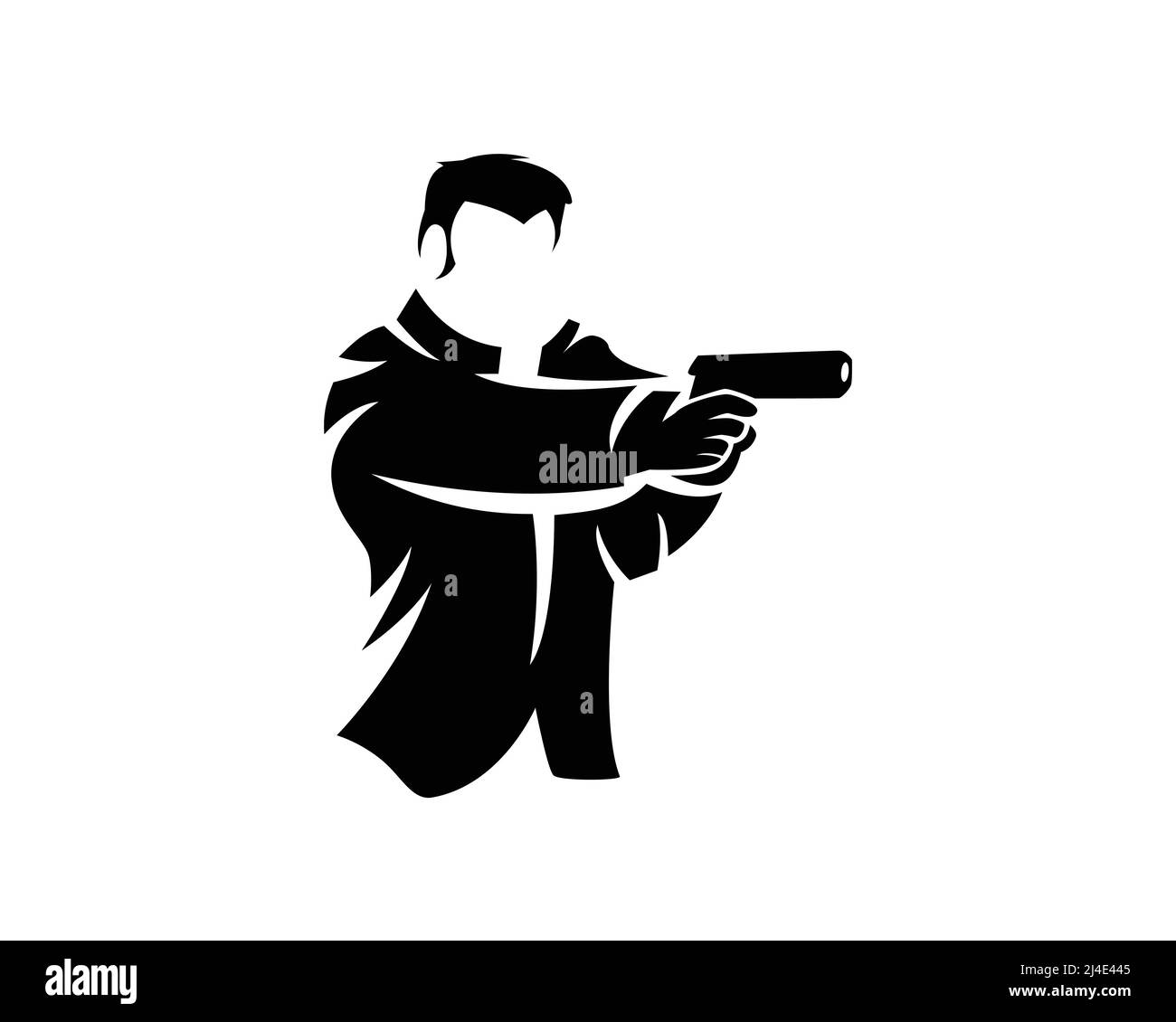 Man Shooting Gun Pose Illustration mit Silhouette Style Vector Stock ...