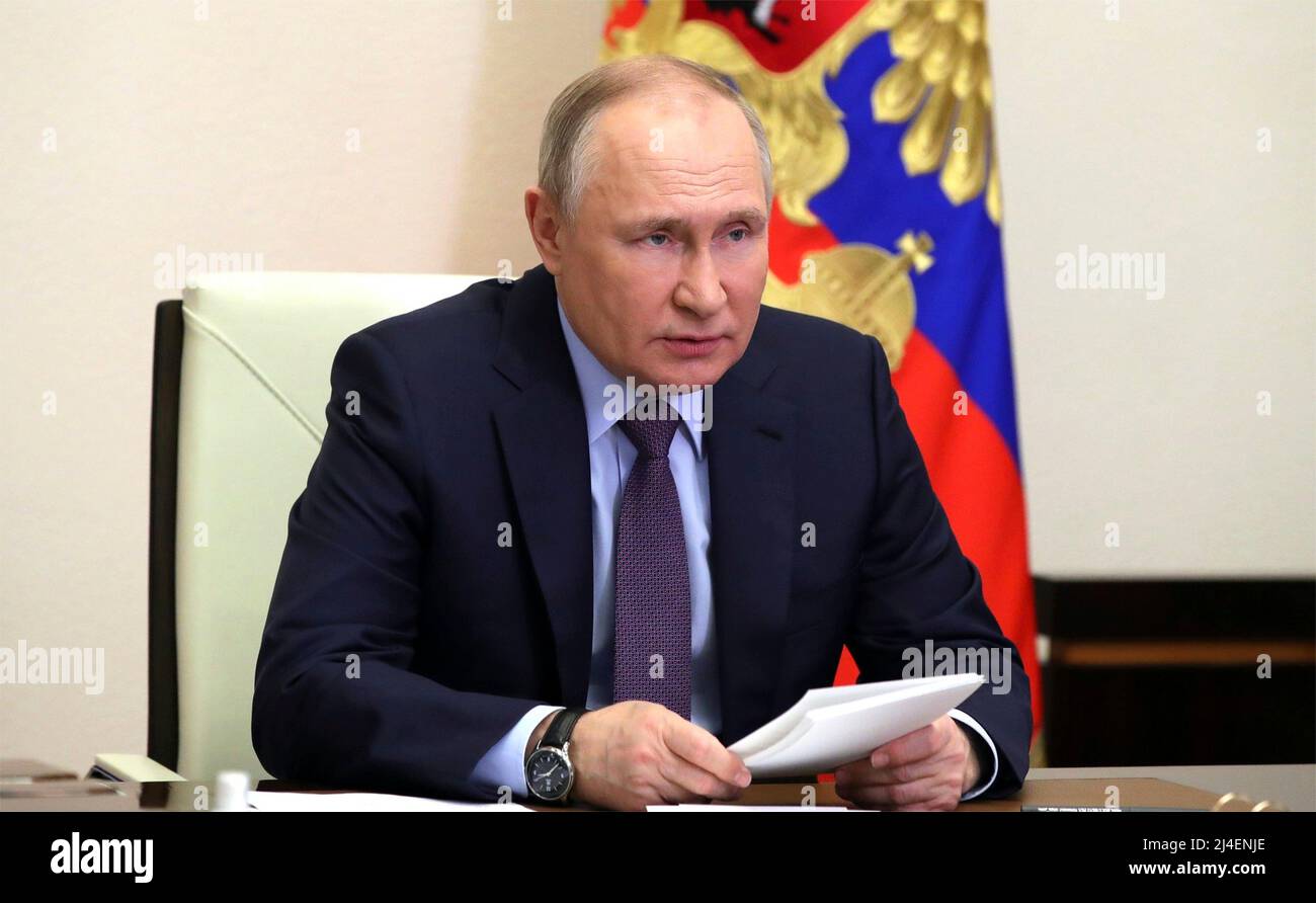 Novo-Ogaryowo, Russland. 14. April 2022. Der russische Präsident ...