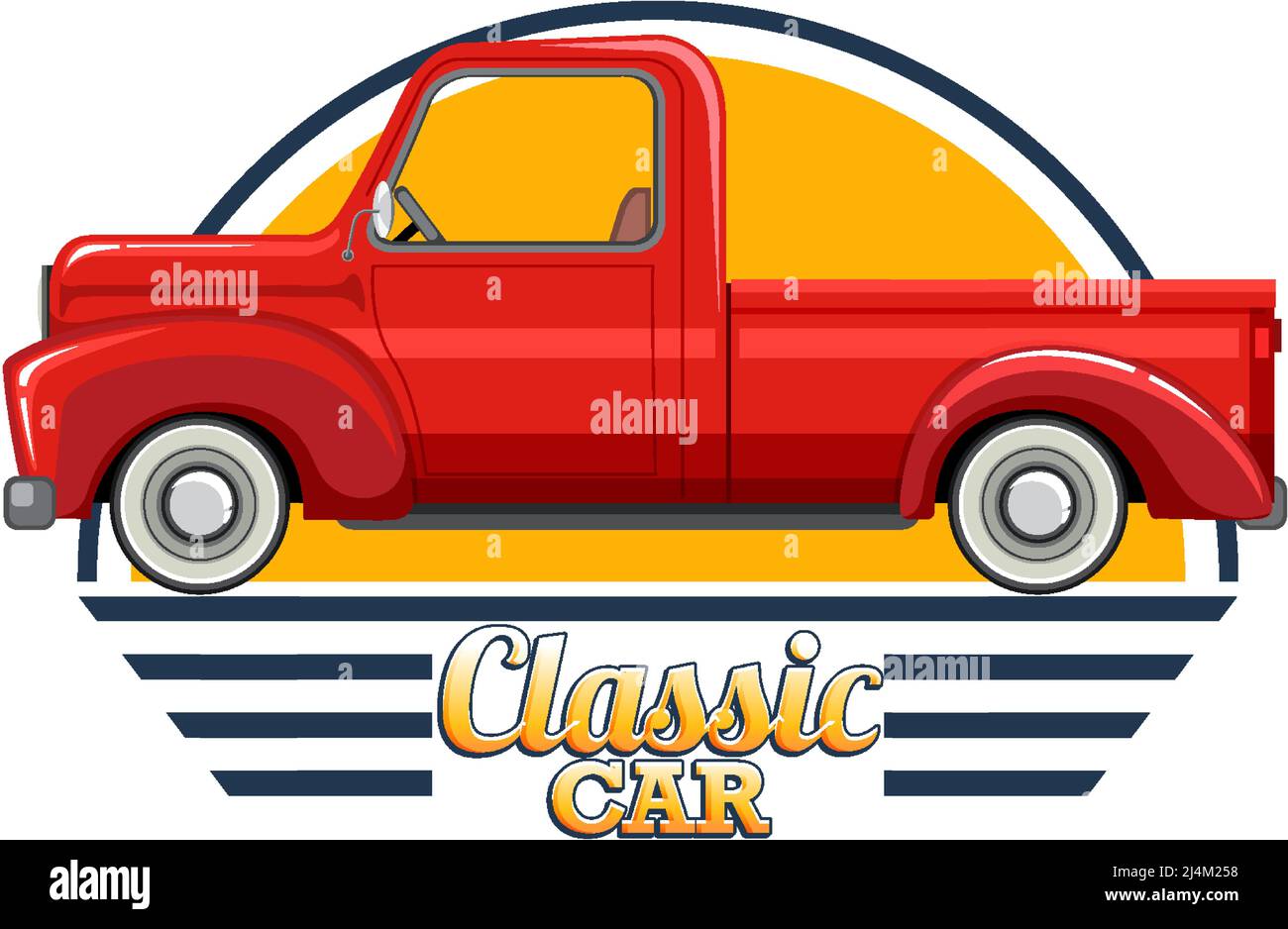 Oldtimer-Logo mit Oldtimer auf weißer Hintergrundabbildung Stock ...