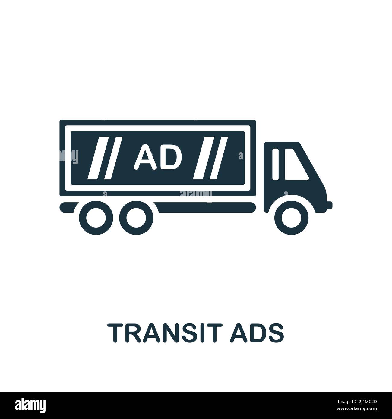 Flaches Symbol für Verkehrsmittelwerbung. Farbige Element Zeichen aus ...