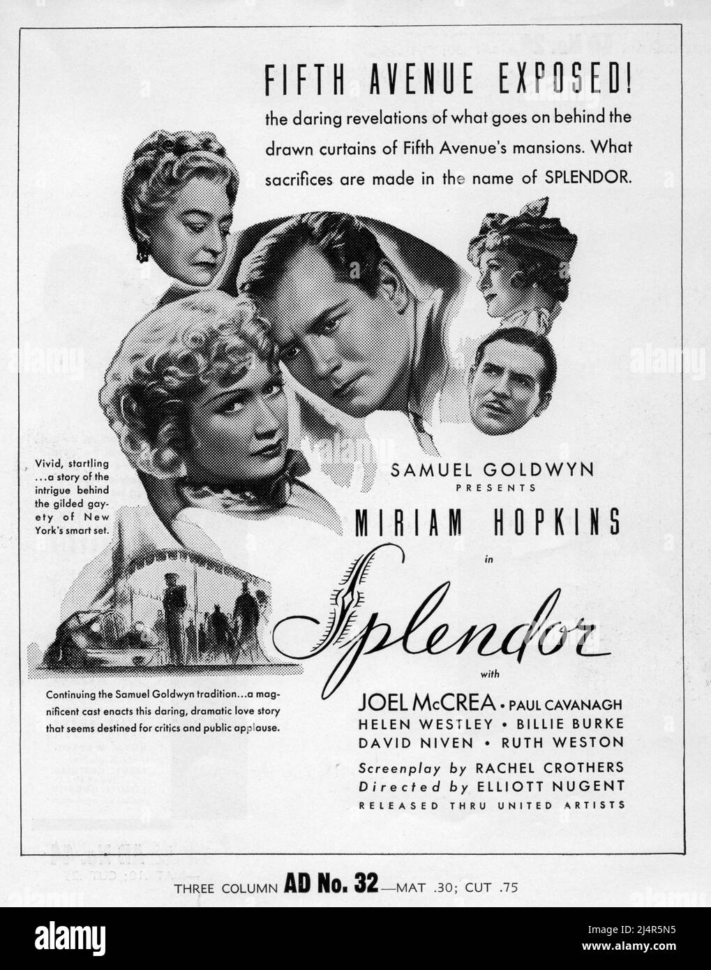MIRIAM HOPKINS JOEL McCrea HELEN WESTLEY BILLIE BURKE und PAUL CAVANAGH in SPLENDOR 1935 Regie ...