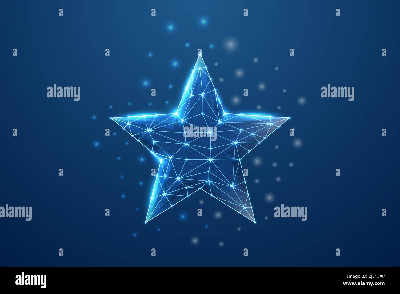 Stern-3D-Symbol im blauen Low-Poly-Stil. Bewertung, Achievement Design ...